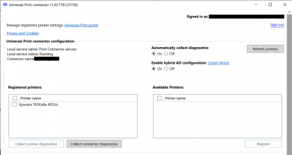 Configure Universal Print Microsoft Azure