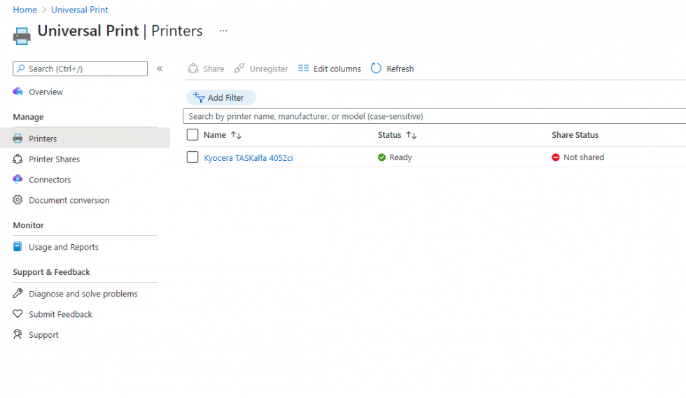 Configure Universal Print Microsoft Azure